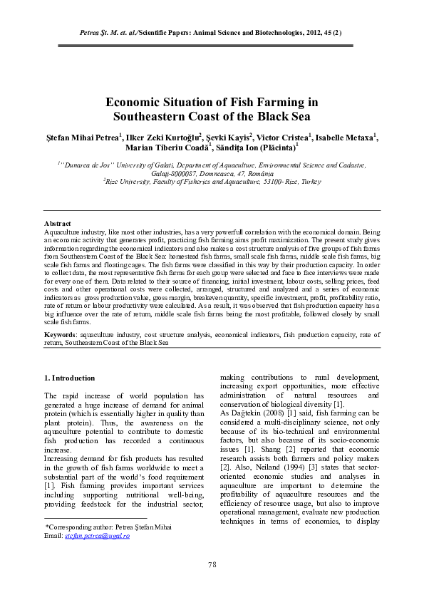 (PDF) Economic Situation of Fish Farming in Southeastern Coast of the ...