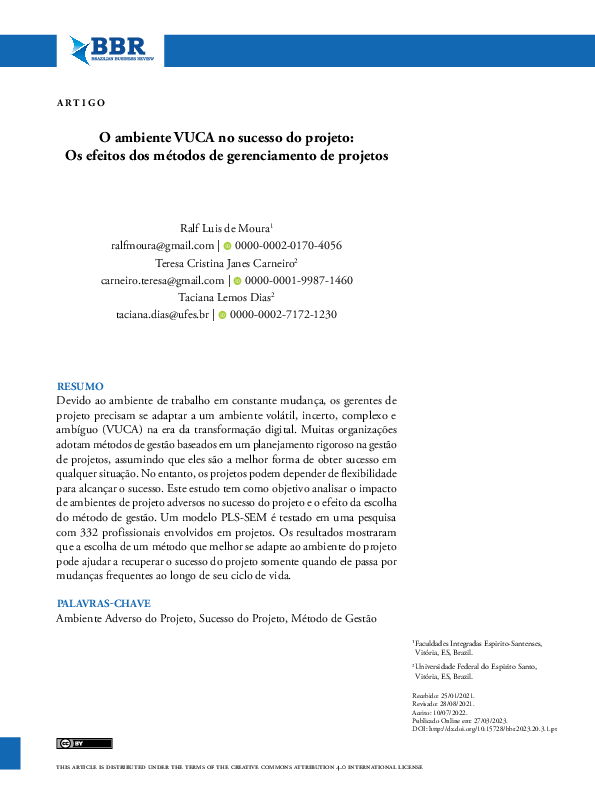 (PDF) VUCA environment on project success: The effect of project ...