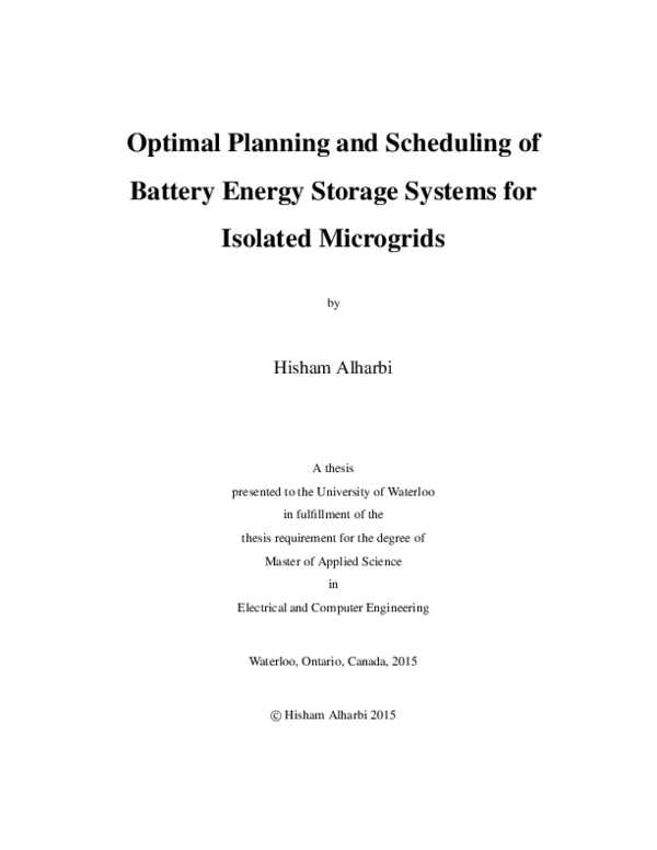Pdf Optimal Planning And Scheduling Of Battery Energy Storage Systems