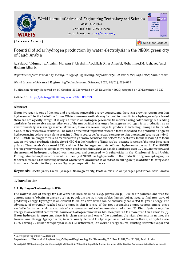 (PDF) Potential of solar hydrogen production by water electrolysis in ...