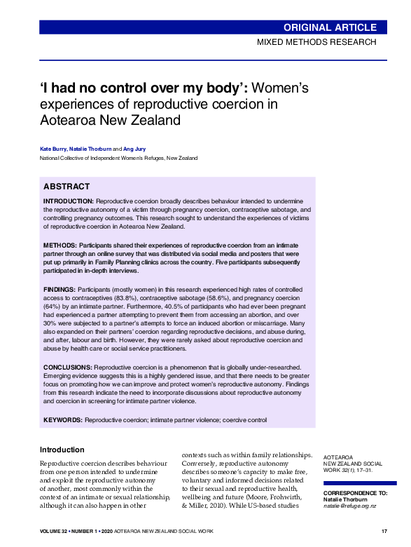 (PDF) ‘I had no control over my body’: Women’s experiences of ...