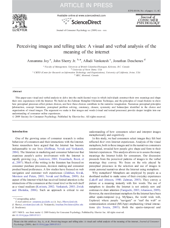(PDF) Perceiving images and telling tales: A visual and verbal analysis ...