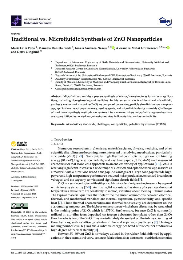 (PDF) Traditional vs. Microfluidic Synthesis of ZnO Nanoparticles