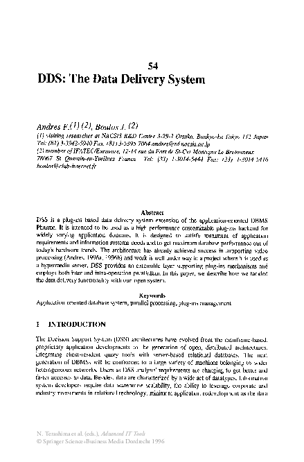 (PDF) DDS: The Data Delivery System