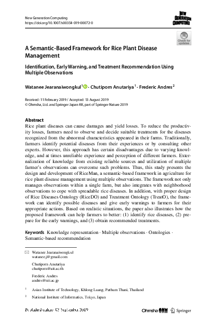 (PDF) A Semantic-Based Framework for Rice Plant Disease Management