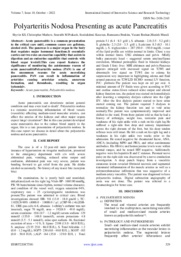 (PDF) Polyarteritis Nodosa Presenting as acute Pancreatitis