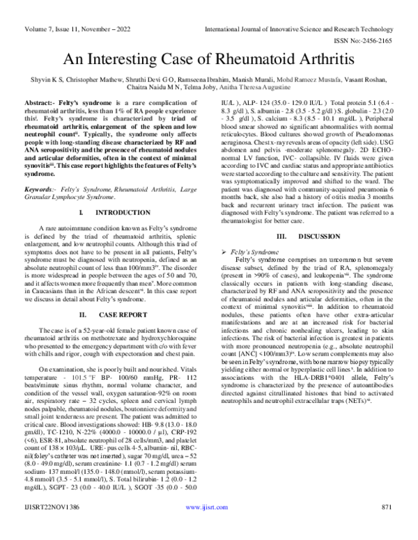 (PDF) An Interesting Case of Rheumatoid Arthritis