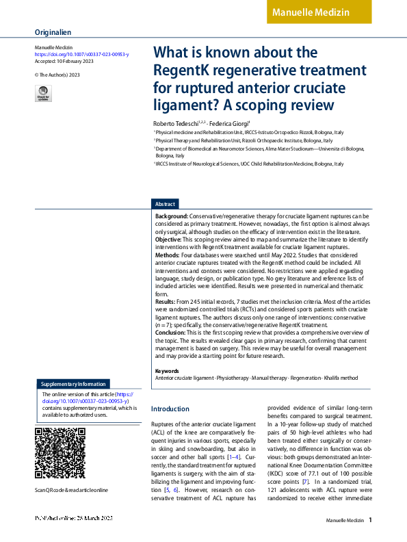 (PDF) What is known about the RegentK regenerative treatment for ...