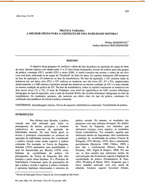 (PDF) Variable practice: is this the best option for motor skill ...