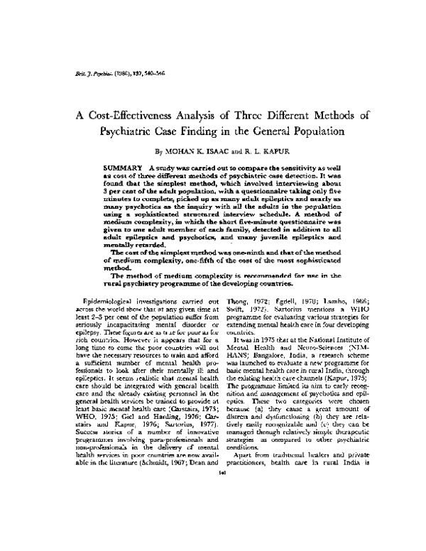 (PDF) A Cost-Effectiveness Analysis of Three Different Methods of ...