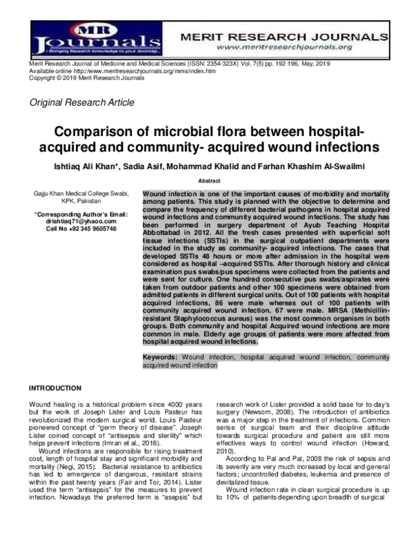 (PDF) Comparison of microbial flora between hospital- acquired and ...