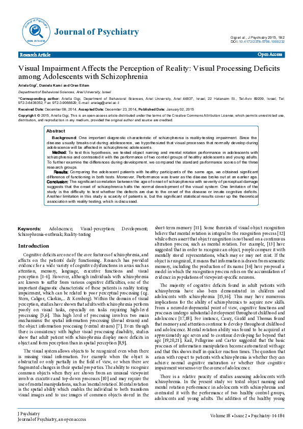 (PDF) Visual Impairment Affects the Perception of Reality: Visual ...