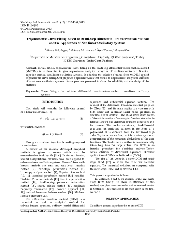(PDF) Trigonometric Curve Fitting Based on Multi-step Differential ...