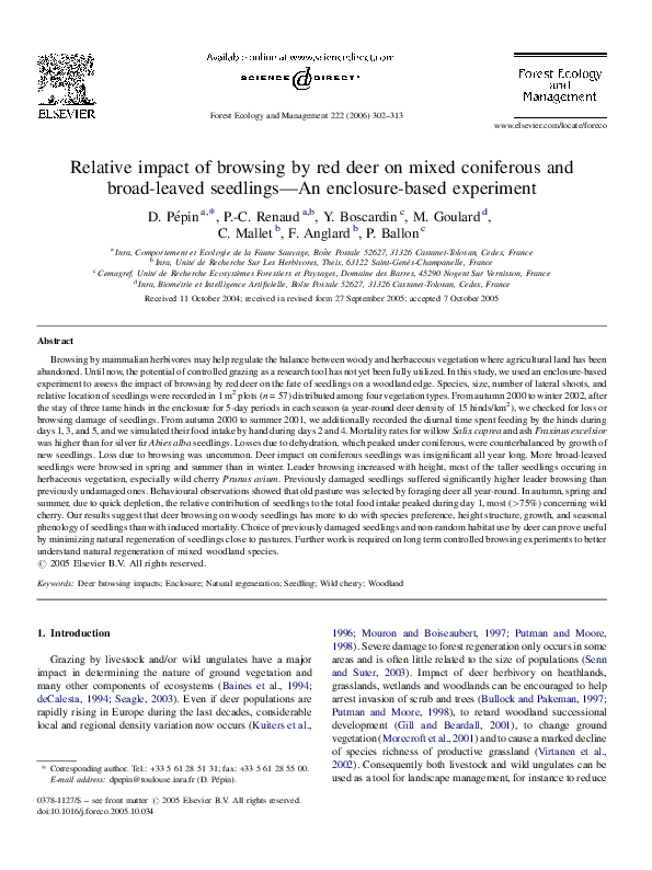 (PDF) Relative impact of browsing by red deer on mixed coniferous and ...