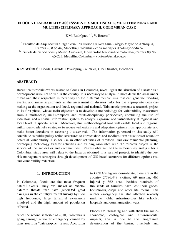 (PDF) Flood vulnerability assessment : a multiscale, multitemporal and multidisciplinary ...