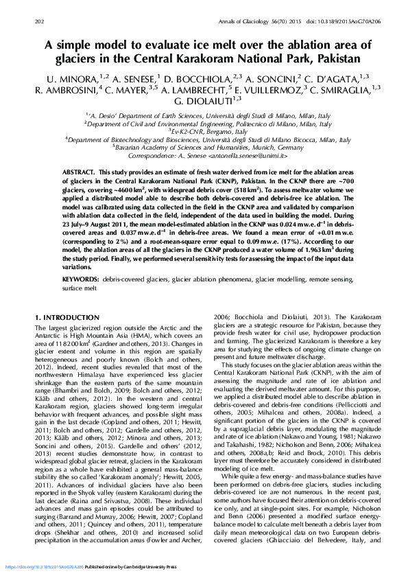 (PDF) A simple model to evaluate ice melt over the ablation area of ...