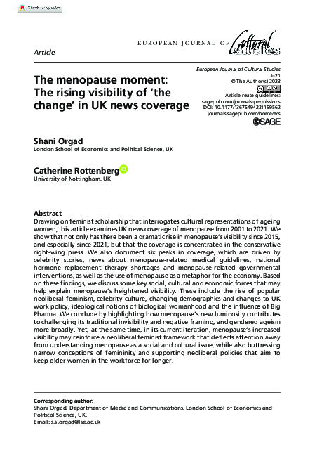 (PDF) The menopause moment: The rising visibility of 'the change' in UK ...