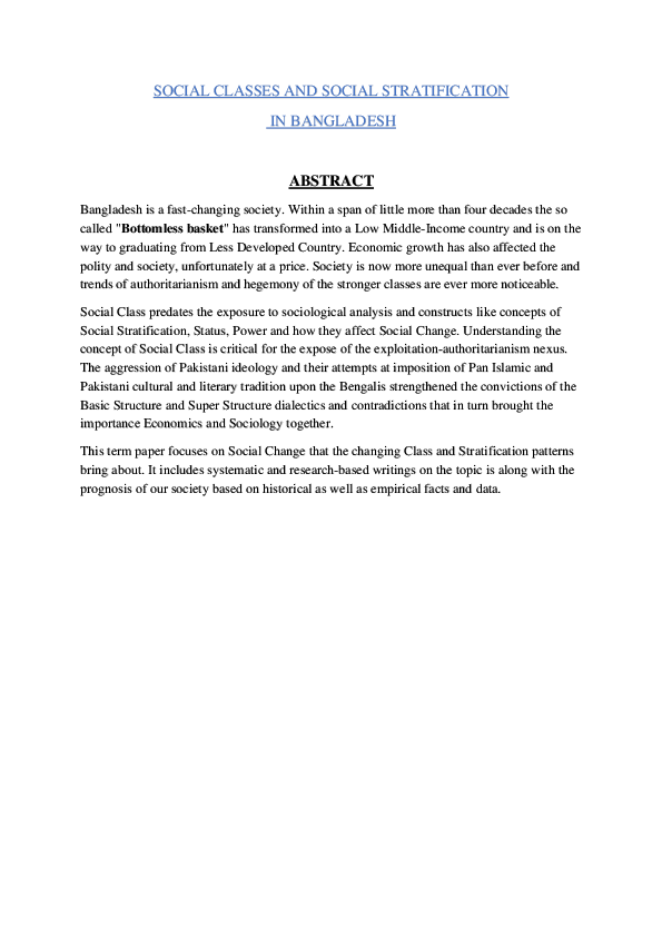 (PDF) SOCIAL CLASSES AND SOCIAL STRATIFICATION