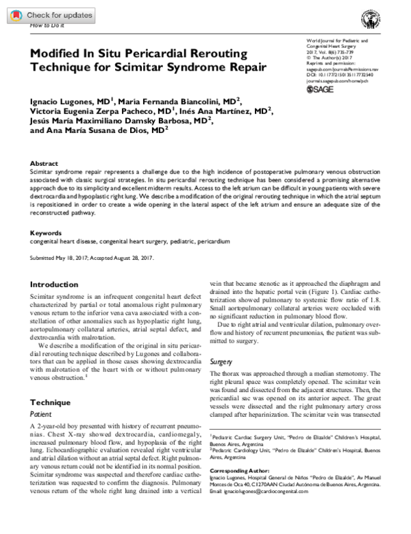 (PDF) Modified In Situ Pericardial Rerouting Technique for Scimitar ...