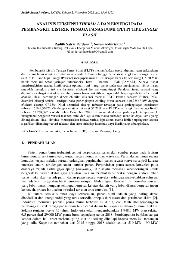 (PDF) Analisis Efisiensi Thermal Dan Eksergi Pada Pembangkit Listrik ...