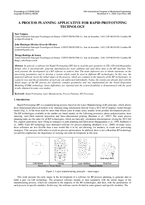 (PDF) A Process Planning Applicative for Rapid Prototyping Technology