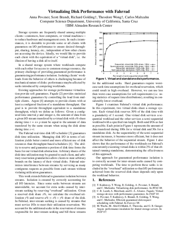 (PDF) Virtualizing disk performance with Fahrrad