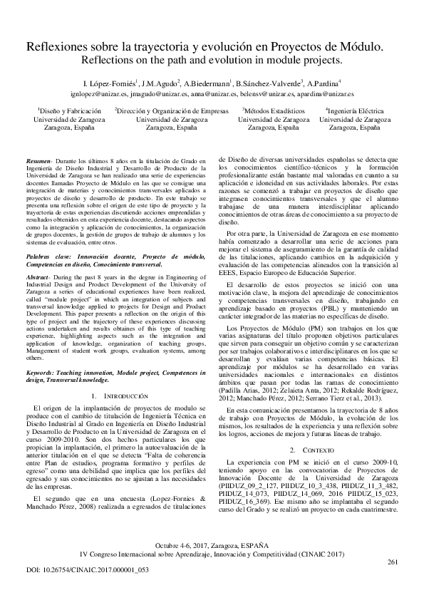 (PDF) Reflexiones sobre la trayectoria y evolución en Proyectos de ...