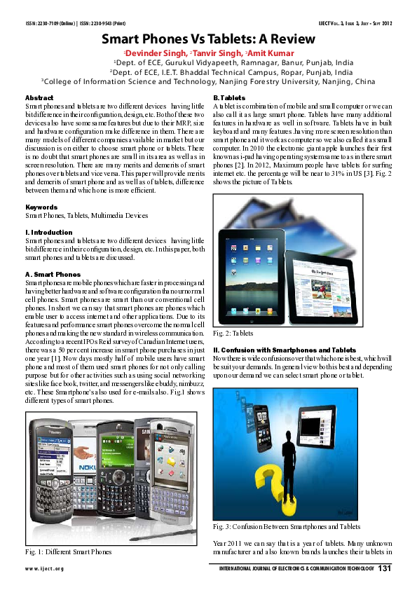 (PDF) Smart Phones Vs Tablets: A Review