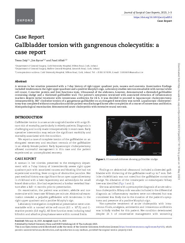 (PDF) Gallbladder torsion with gangrenous cholecystitis: a case report