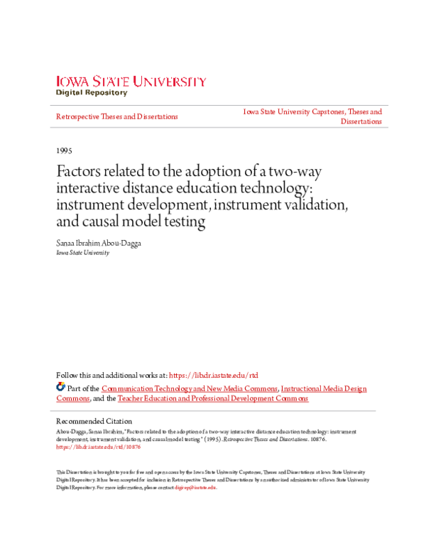 (PDF) Factors related to the adoption of a two-way interactive distance ...