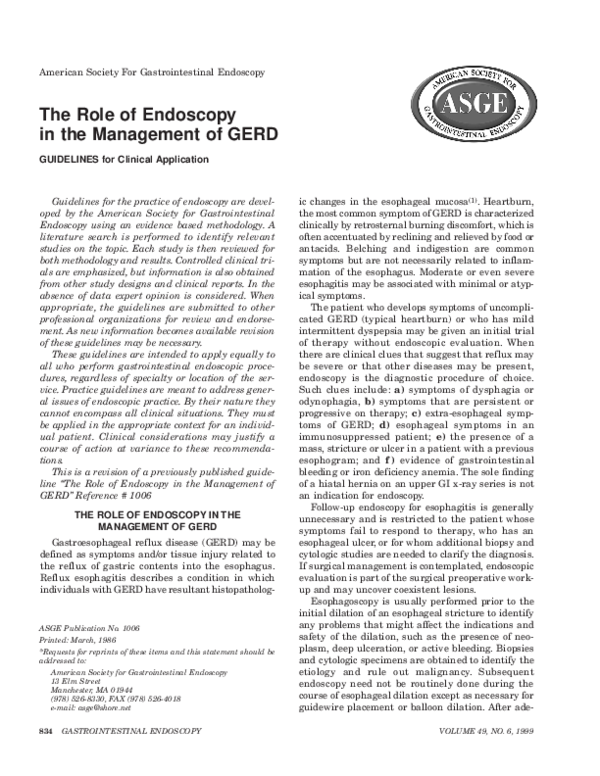 (PDF) The Role of Endoscopy in the Management of GERD