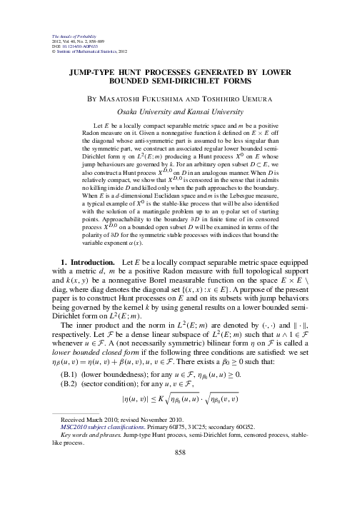 (PDF) Jump-type Hunt Processes from Semi-Dirichlet Forms