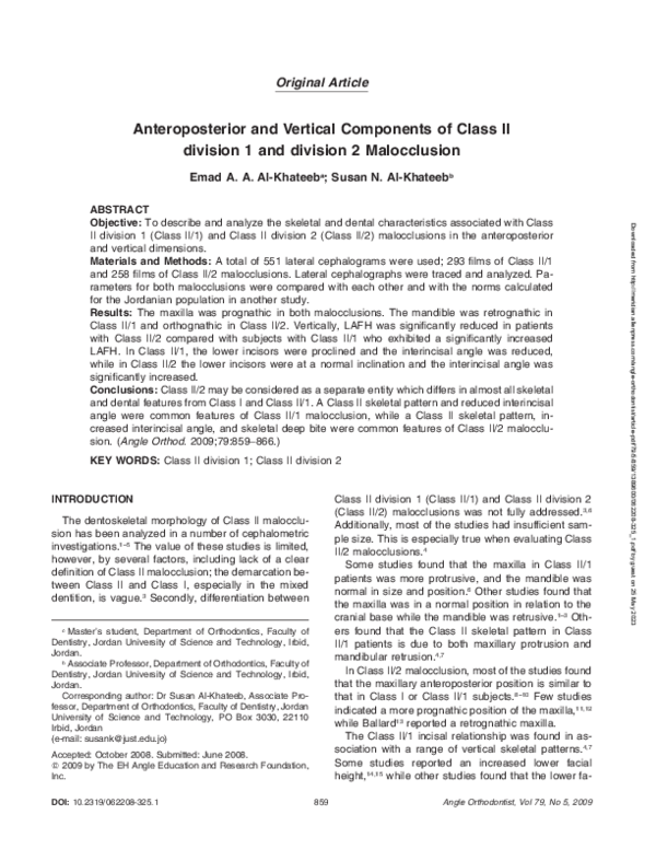 (PDF) Anteroposterior and Vertical Components of Class II division 1 ...