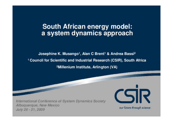 Pdf South African Energy Model A System Dynamics Approach