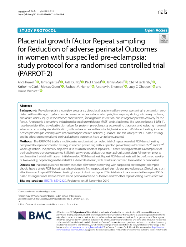 (PDF) Placental growth fActor Repeat sampling for Reduction of adverse ... (PDF) Placental growth fActor Repeat sampling for Reduction of adverse ...