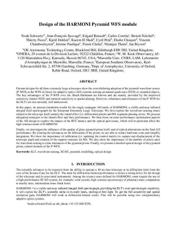 (PDF) Design of the HARMONI Pyramid WFS module