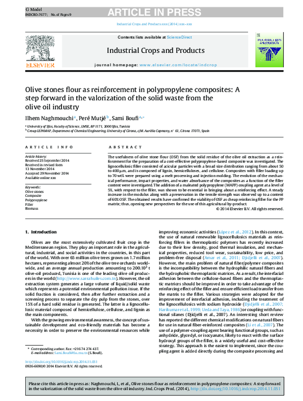 (PDF) Olive stones flour as reinforcement in polypropylene composites ...