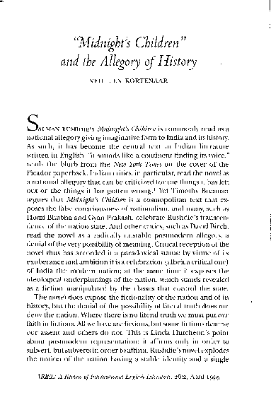 (PDF) Midnight's Children" and the Allegory of History