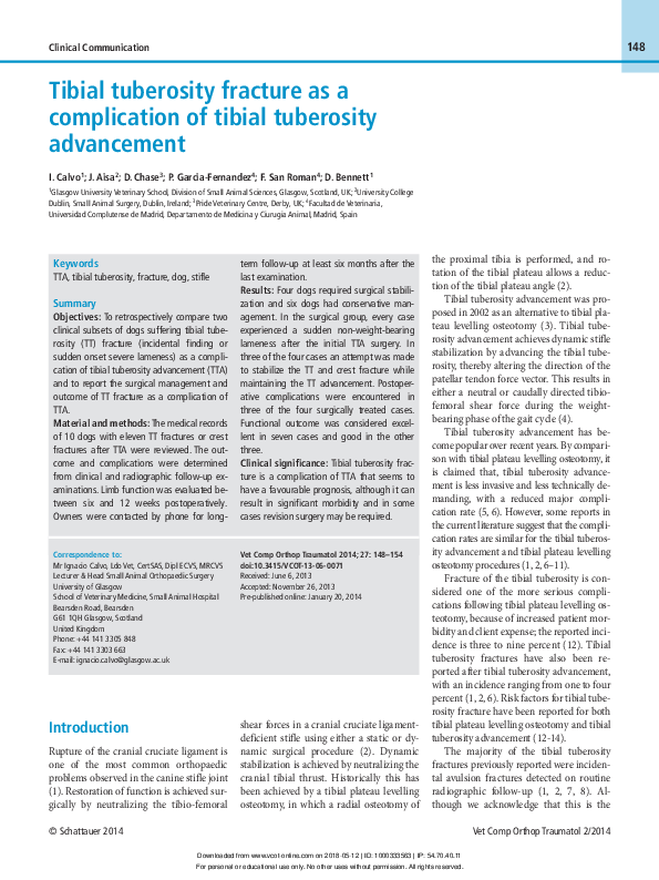 (PDF) Tibial tuberosity fracture as a complication of tibial tuberosity ...