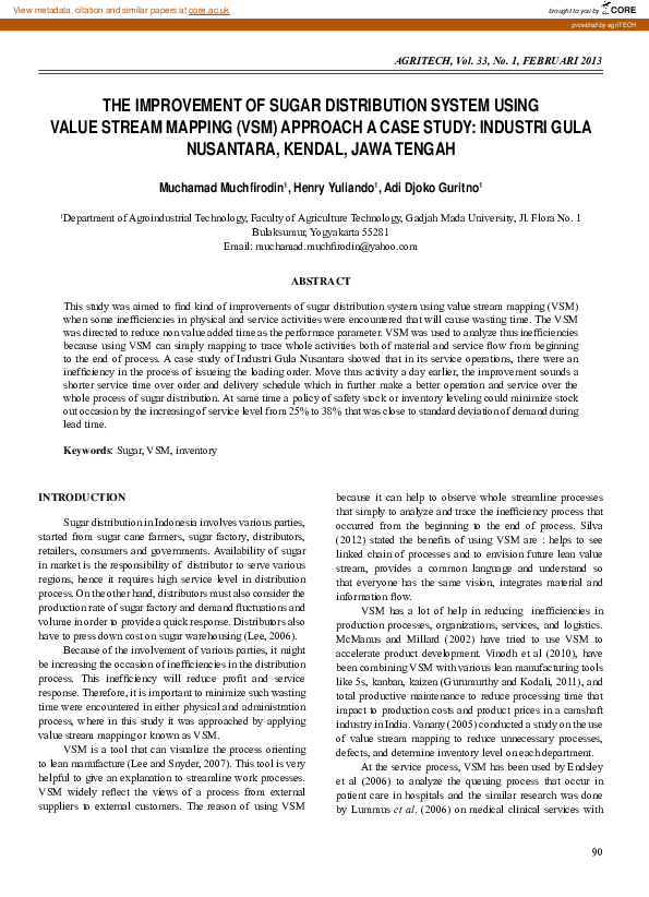 (PDF) The Improvement of Sugar Distribution System Using Value Stream ...