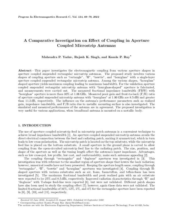 Pdf A Comparative Investigation On Effect Of Coupling In Aperture