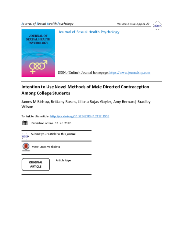 (PDF) Intention to use novel methods of male directed contraception ...