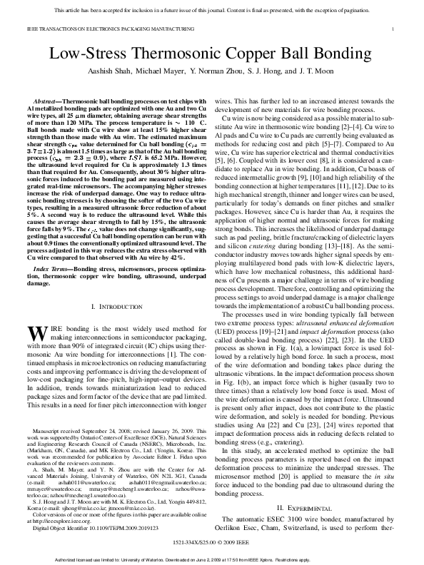 (PDF) Low-Stress Thermosonic Copper Ball Bonding