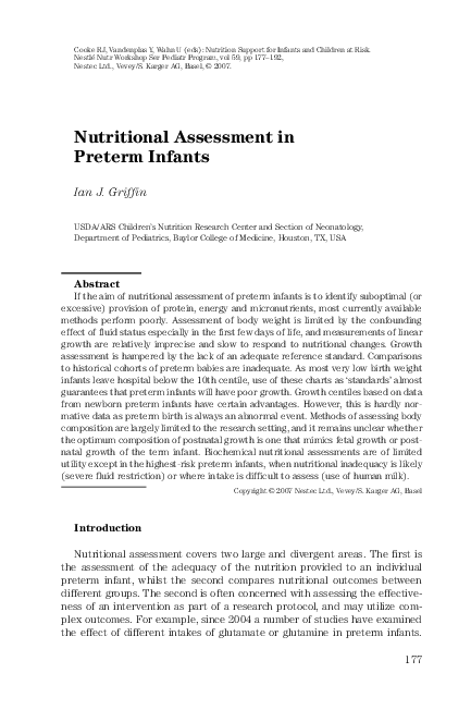 (PDF) Nutritional assessment in preterm infants