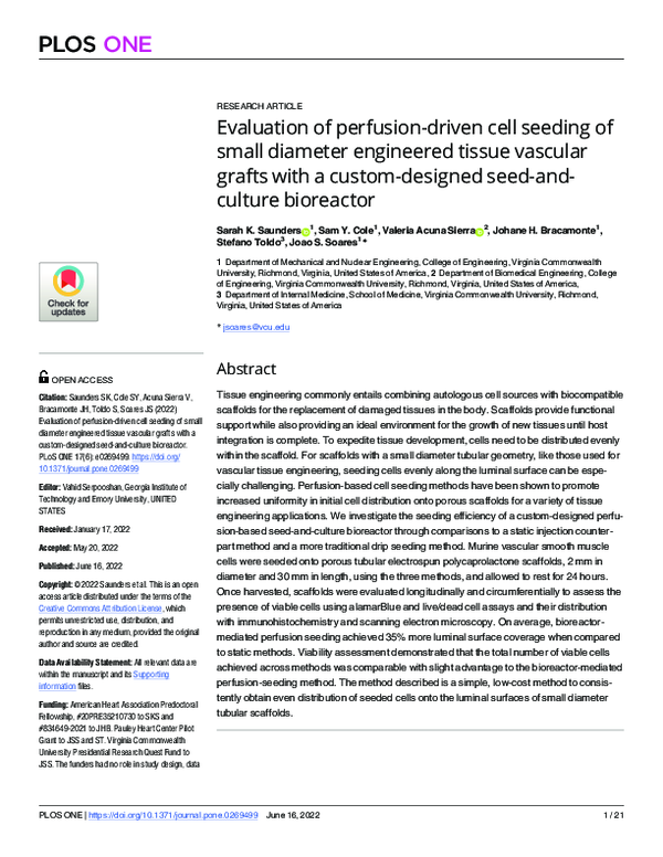 (PDF) Evaluation of perfusion-driven cell seeding of small diameter engineered tissue vascular ...
