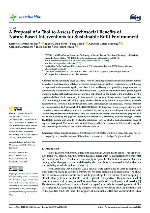 (PDF) A Proposal of a Tool to Assess Psychosocial Benefits of Nature ...