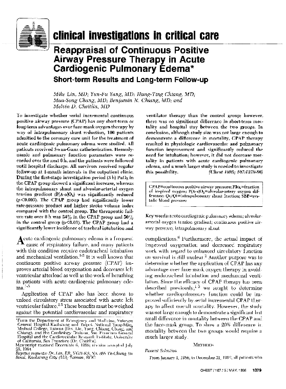 (PDF) Reappraisal of Continuous Positive Airway Pressure Therapy in ...