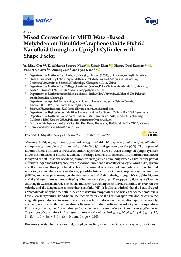 (PDF) Mixed Convection in MHD Water-Based Molybdenum Disulfide-Graphene ...