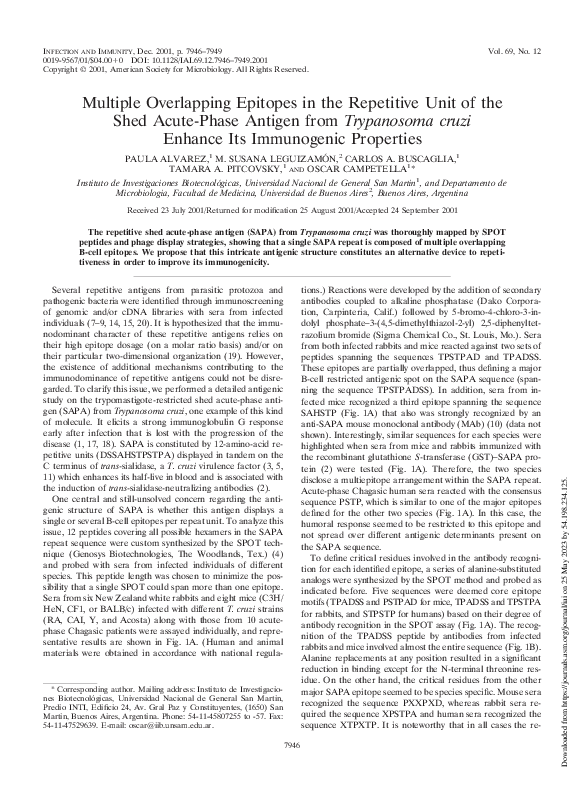 (PDF) Multiple Overlapping Epitopes in the Repetitive Unit of the Shed ...
