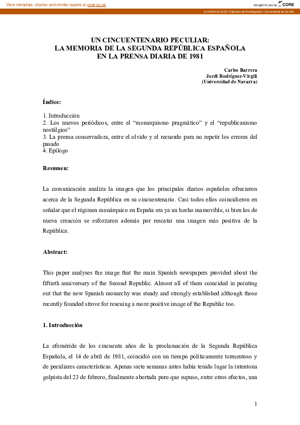 (PDF) Un cincuentenario peculiar: la memoria de la Segunda República ...